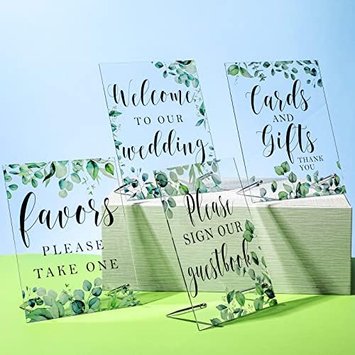 Amazon.com: 4pcs Acrylic Wedding Signs for Ceremony and Reception, 5x7 ...