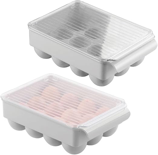 Amazon.com: mDesign Stackable Plastic Covered Egg Tray Holder, Storage ...
