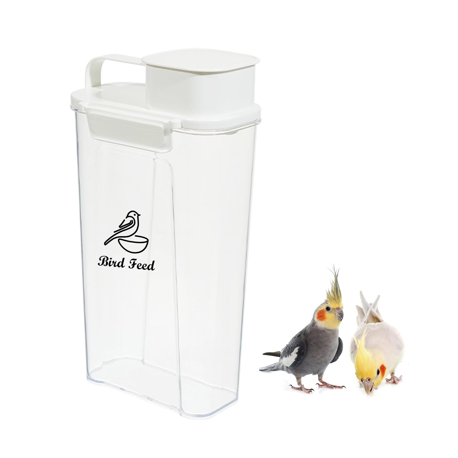 Amazon.com: Brabtod Portable Bird Seed Storage Container,4 Qt/3.5 L ...