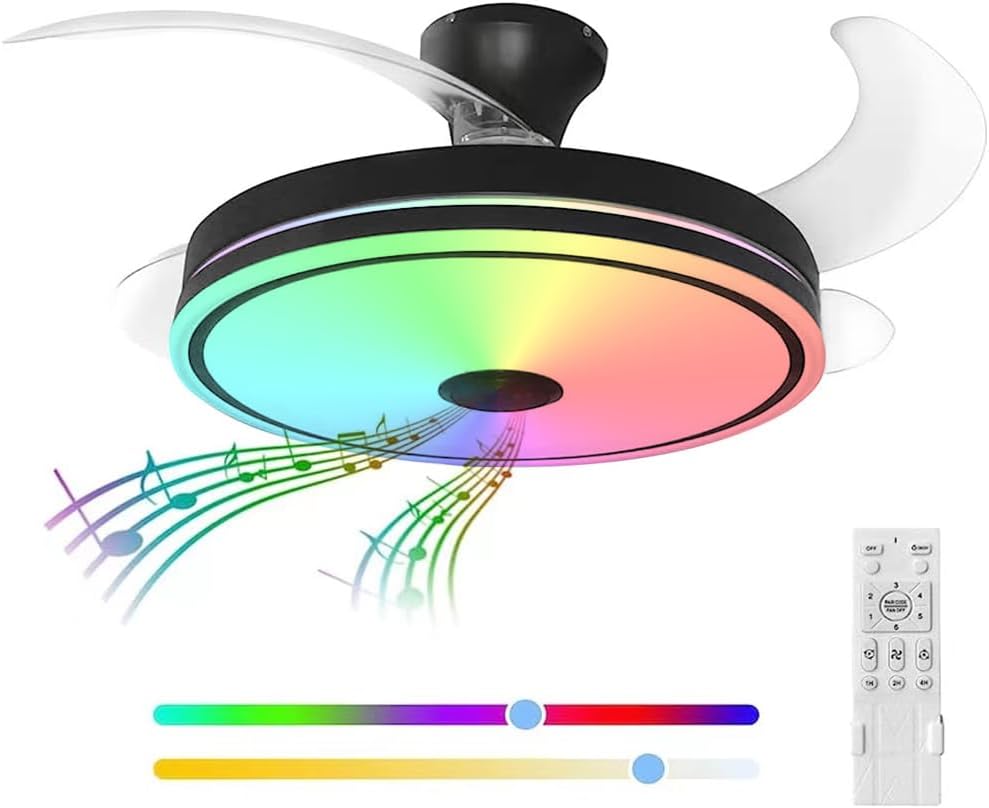 LIJIZAMI Enclosed Ceiling Fan with Light, Low Profile Ceiling Fan Light ...