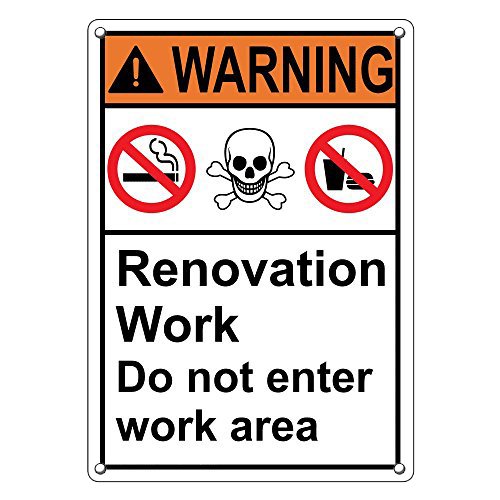Weatherproof Plastic Vertical ANSI Warning Renovation Work Do Not Enter ...