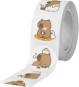 Lpitoy Cartoon Capybara Sticker Roll, 500 Pcs Cute Capybara Decals for ...