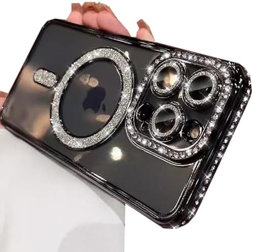 Amazon.com: Changjia Magnetic Clear Glitter Case for iPhone 16 Pro Max ...