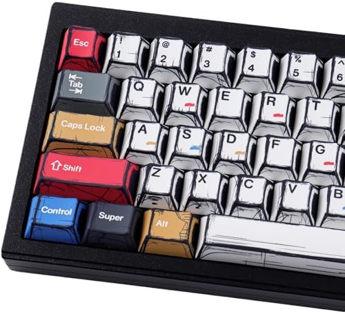 PBT Keycaps,136 Keys Japanese Manga Theme Keycaps, Mixed Light ...