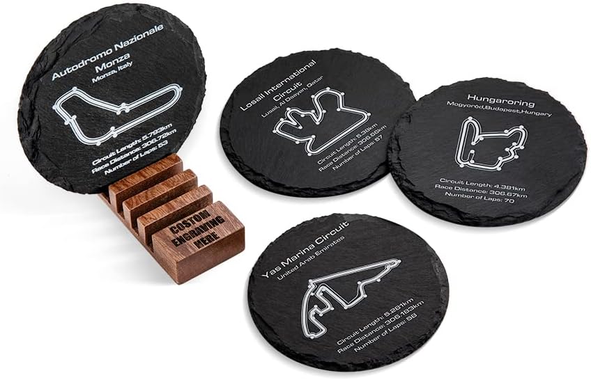 Amazon.com: Personalized Racing Car Circuit Race Slate Coaster Set- 4 ...