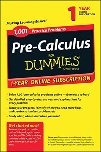 1,001 Pre-Calculus Practice Problems For Dummies access Code Card (1 ...