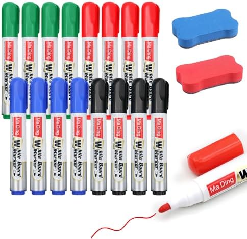 12 Pcs Whiteboard Pens, Whiteboard Markers in 4 Colors, Dry Erase Low ...