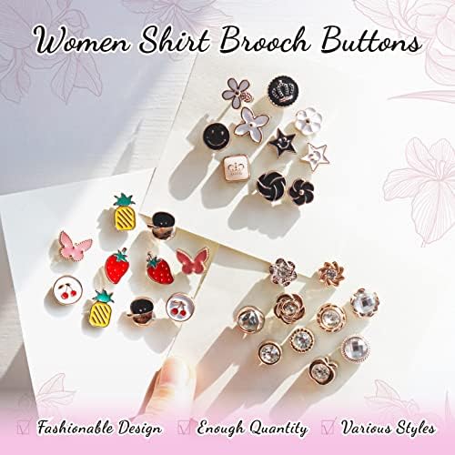Amazon.com: Women Shirt Brooch Buttons, LEEFONE 30 PCS Mini Cover up ...