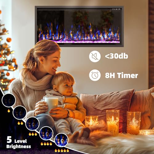 Kucreiheat 42 inch Electric Fireplace Inserts/Wall Mounted, Ultra ...