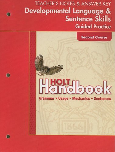 Holt Handbook Developmental Language & Sentence Skills Guided Practice ...