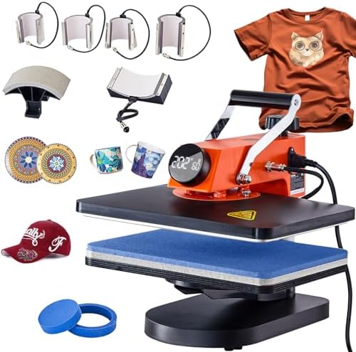 Amazon.com: VEVOR 8 in 1 Heat Press Combo(with Hat & Mug Press) 15x12 ...