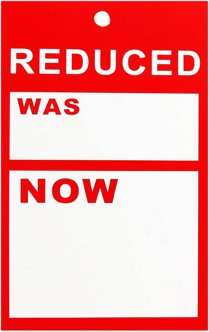 Audioprint Ltd Reduced was/Now Stickers - 500 Pack - 38mm : Amazon.co ...