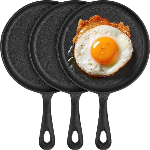 Amazon.com: FoldTier 3 Pcs 6.3 Inch Mini Cast Iron Skillet Pre Seasoned ...
