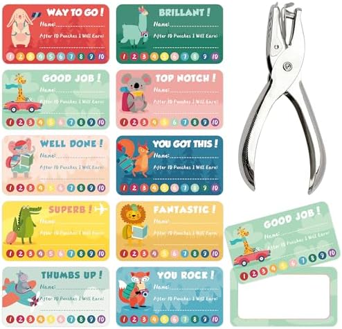 Lesnala 200Pcs Children's Reward Card Punch Card for Kids Loyalty Punch ...