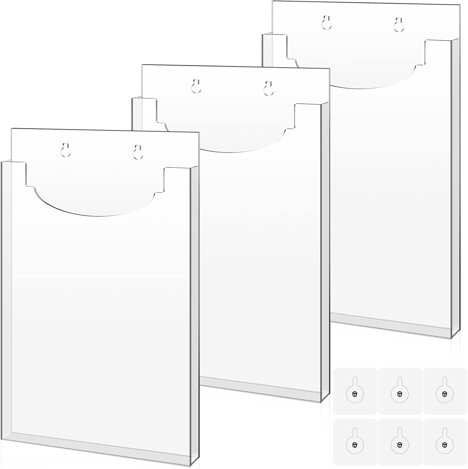 3 Pcs A4 Wall Mounted Brochure Holder with 6 Pieces Detachable Self ...
