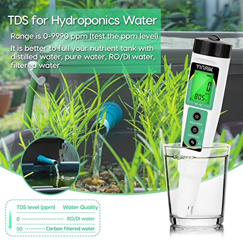 YINMIK EC Salt TDS Meter 4 in 1 Salinity Conductivity TDS Temperature ...