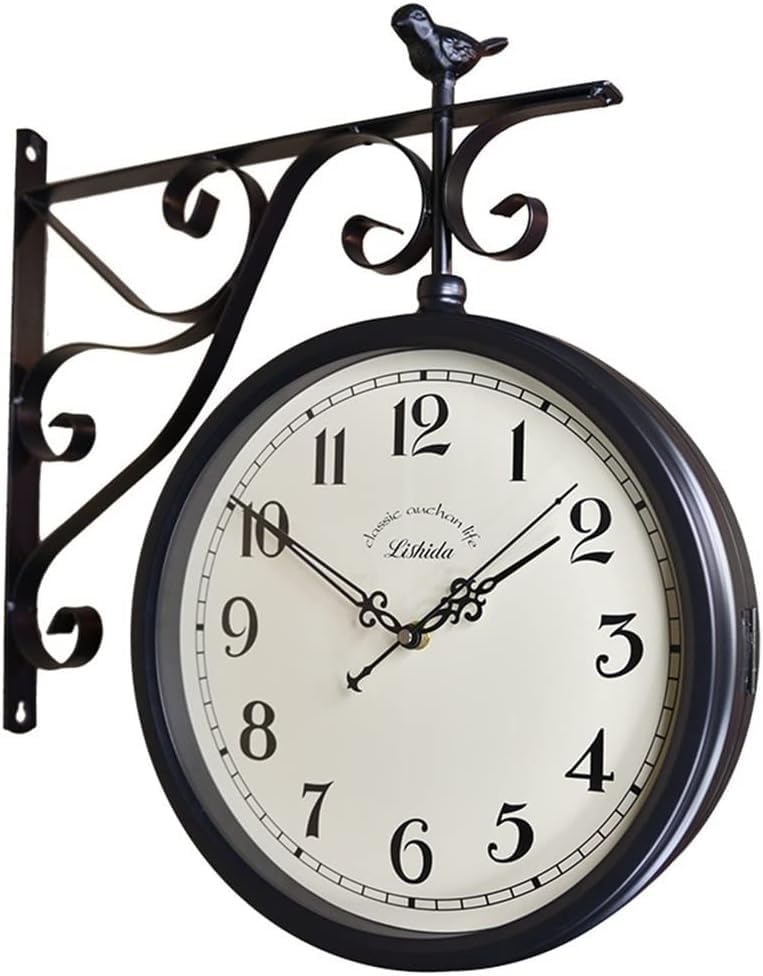 Amazon.com: American Iron Vintage Train Station Clock Double Sided Wall ...