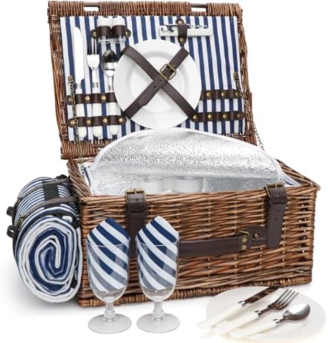 Amazon.com: Picnic Basket Set for 2 Persons with Cooler and Waterproof ...