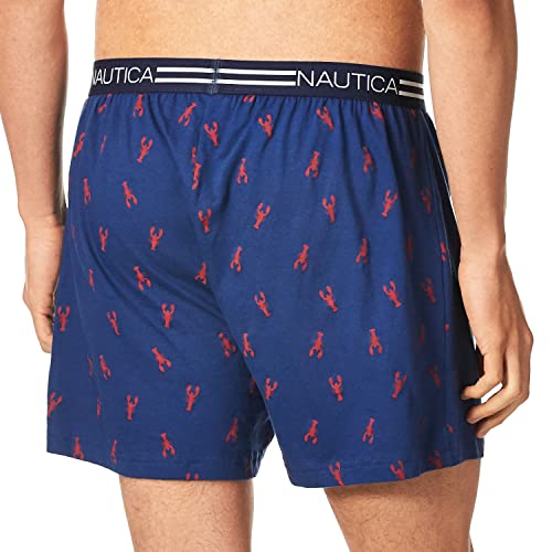 Buy Nautica Men's Tagless Soft Cotton Knit Boxer, Lobsters/Estate Blue ...