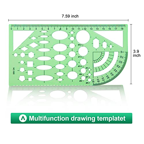 Snapklik.com : Angrox Plastic Green Measuring Template Geometric Ruler ...