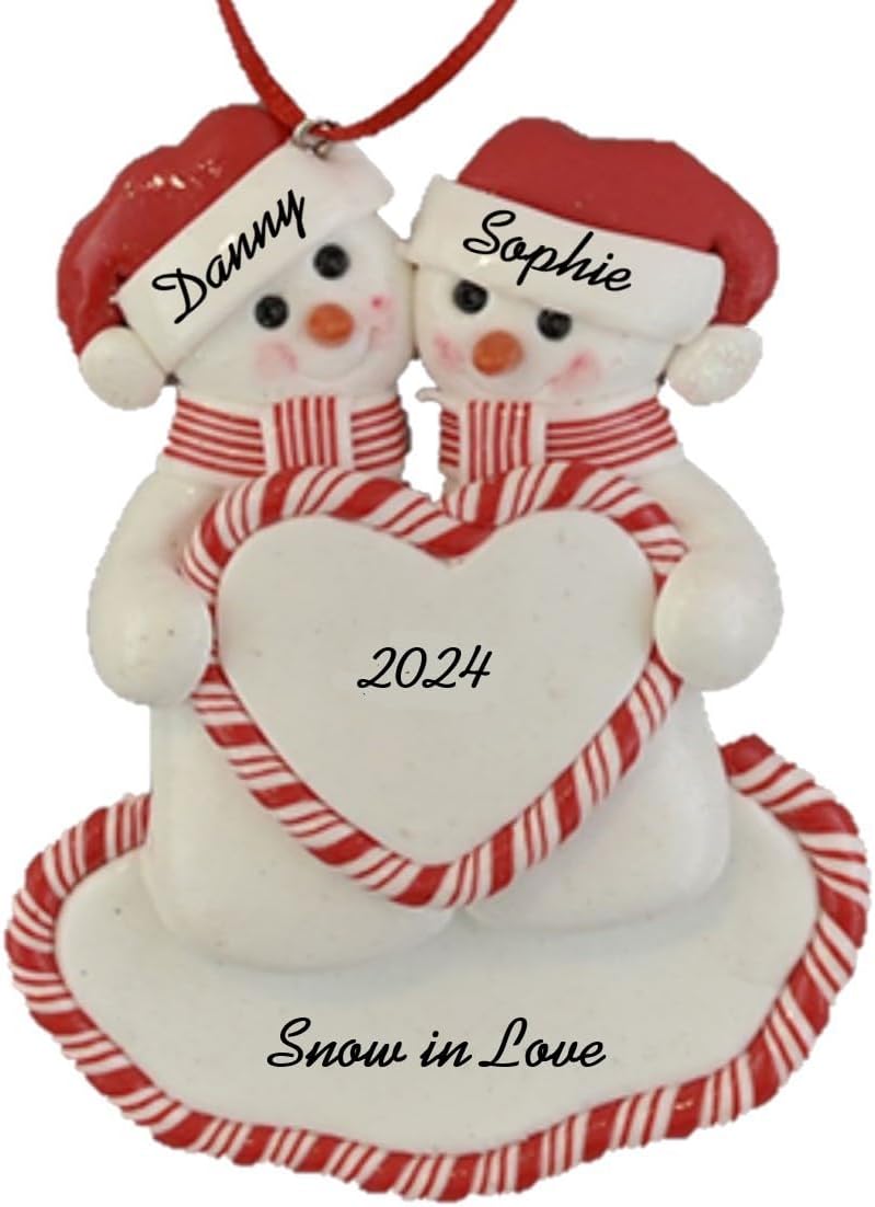 Amazon.com: Family of 2, 3, 4, 5 Snowmen with Heart Personalized ...