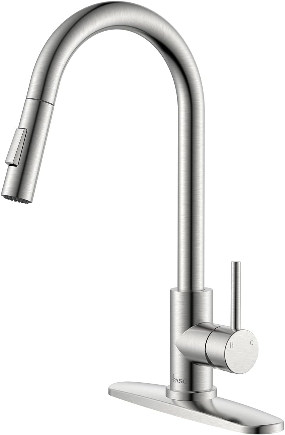 APPASO Modern Kitchen Faucet with Pull Down Multi-Flow Sprayer Brushed ...