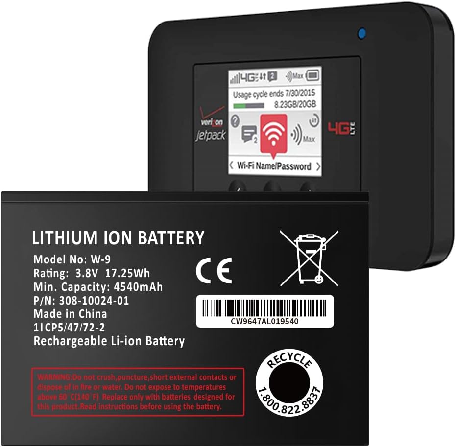 Amazon.com: W-9 Battery 4340mAh Replacement for Verizon Jetpack W9 4G ...
