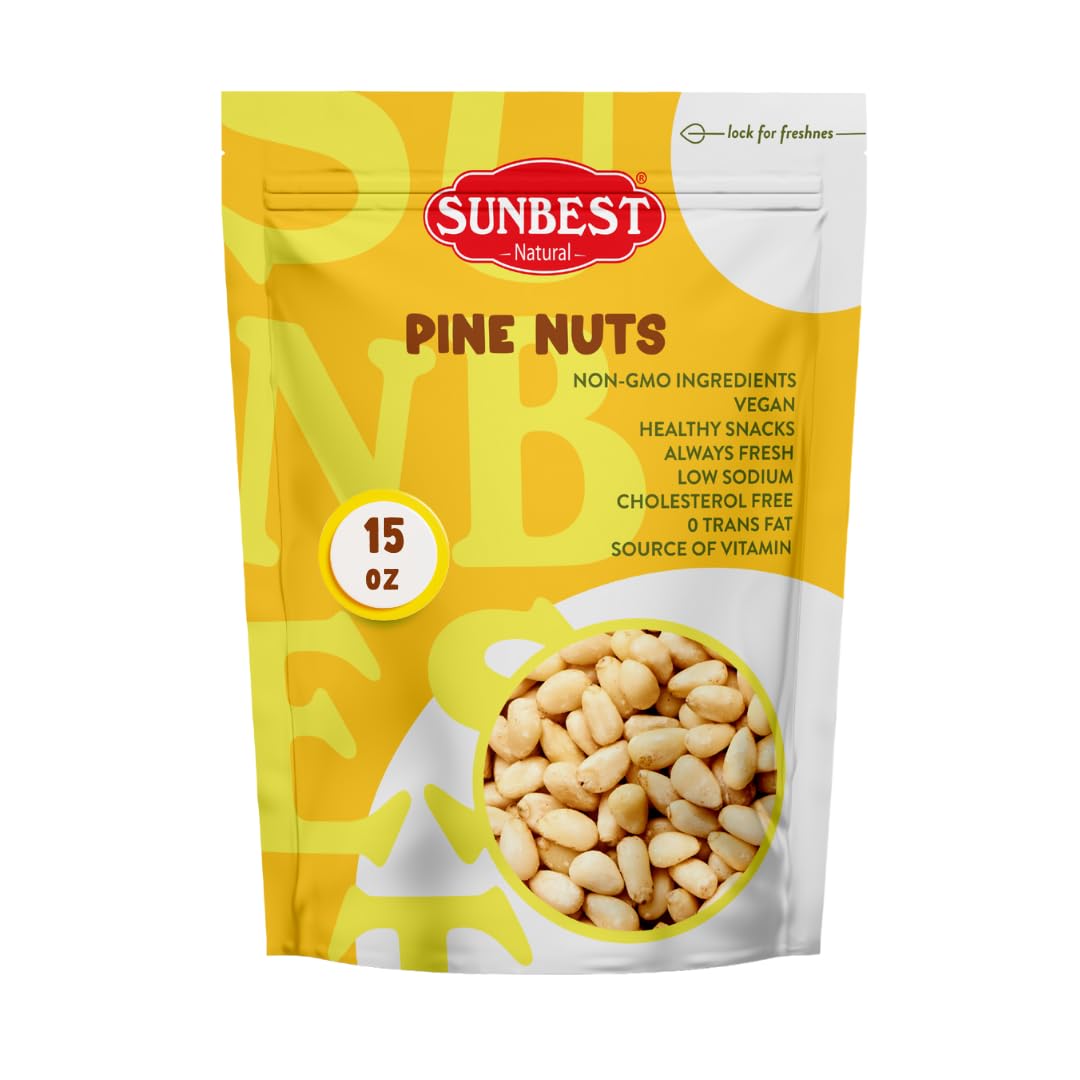 Amazon.com: Sunbest Natural Pine Nuts Pignolia 15 Oz 1 Pack – Unsalted ...