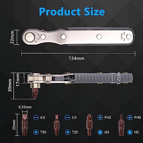 OSDUE Mini Magnetic Ratchet Wrench, Right Angle Phillips Magnetic ...