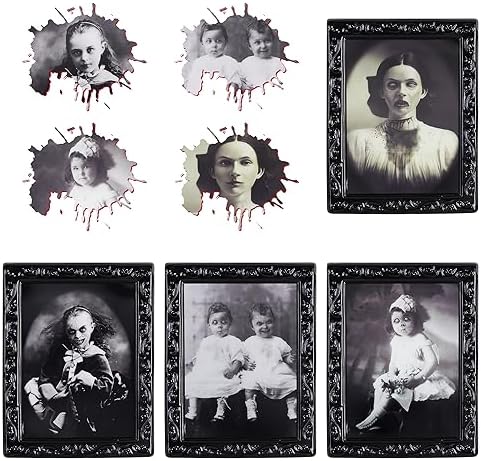 NiCoLa Halloween House Decorations Pack of 4 Haunted Lenticular Picture ...
