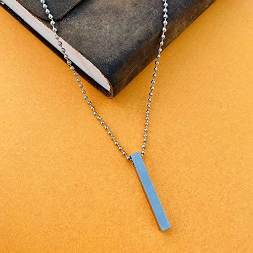 Buy DEALNUT Unisex Metal Fancy & Stylish Silver 3D Vertical Bar Cuboid ...