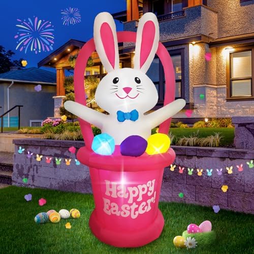 Amazon.com: Mahoon 6FT Easter Inflatable Bunny Outdoor Decorations ...