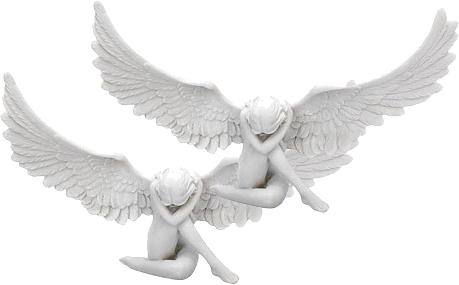 Amazon.com: Fenteer 2pcs Resin Angel Wing Figures Vivid Angel Sculpture ...