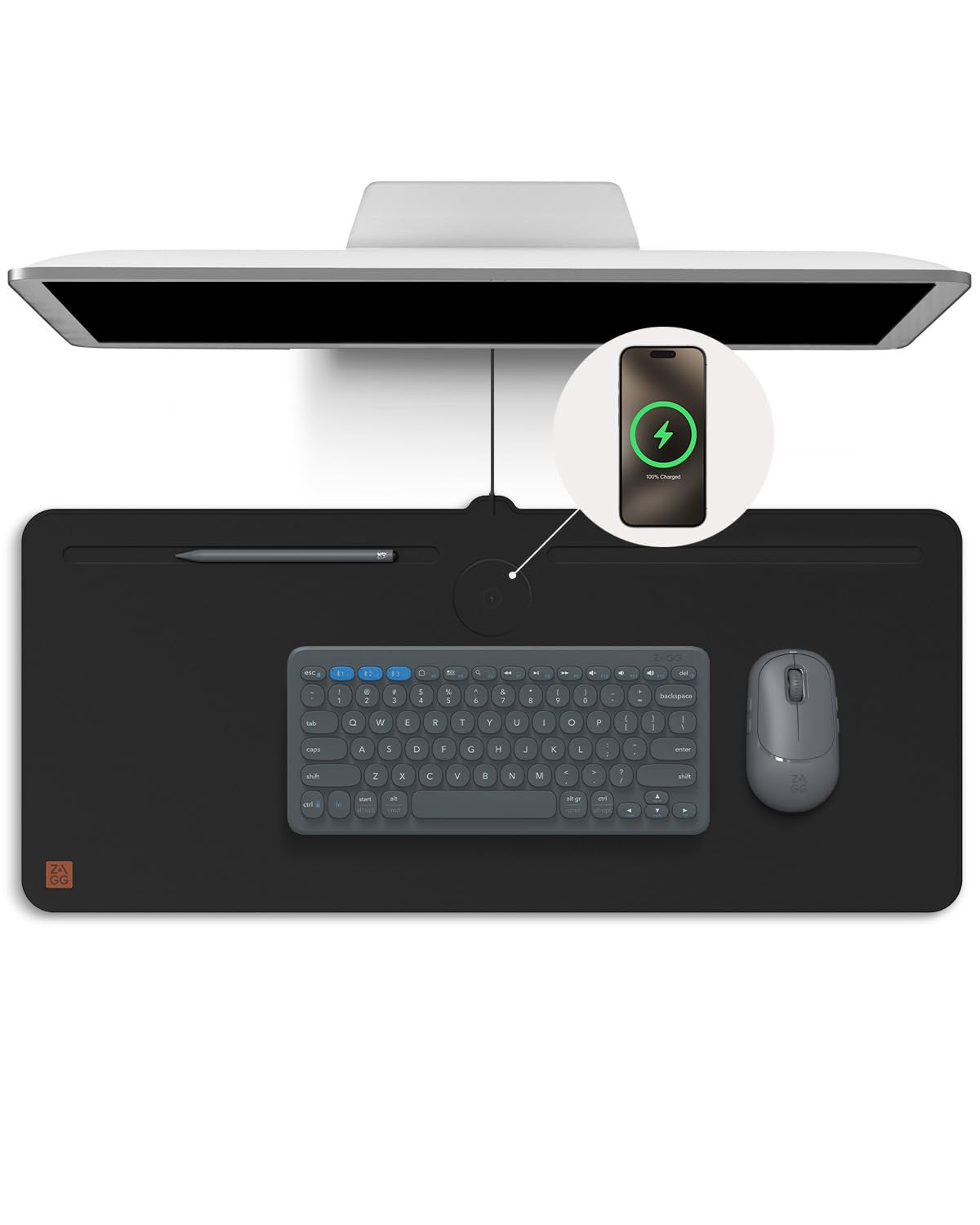 ZAGG Mouse Pad Desk Mat with Wireless Charging for All Devices - 10W ...