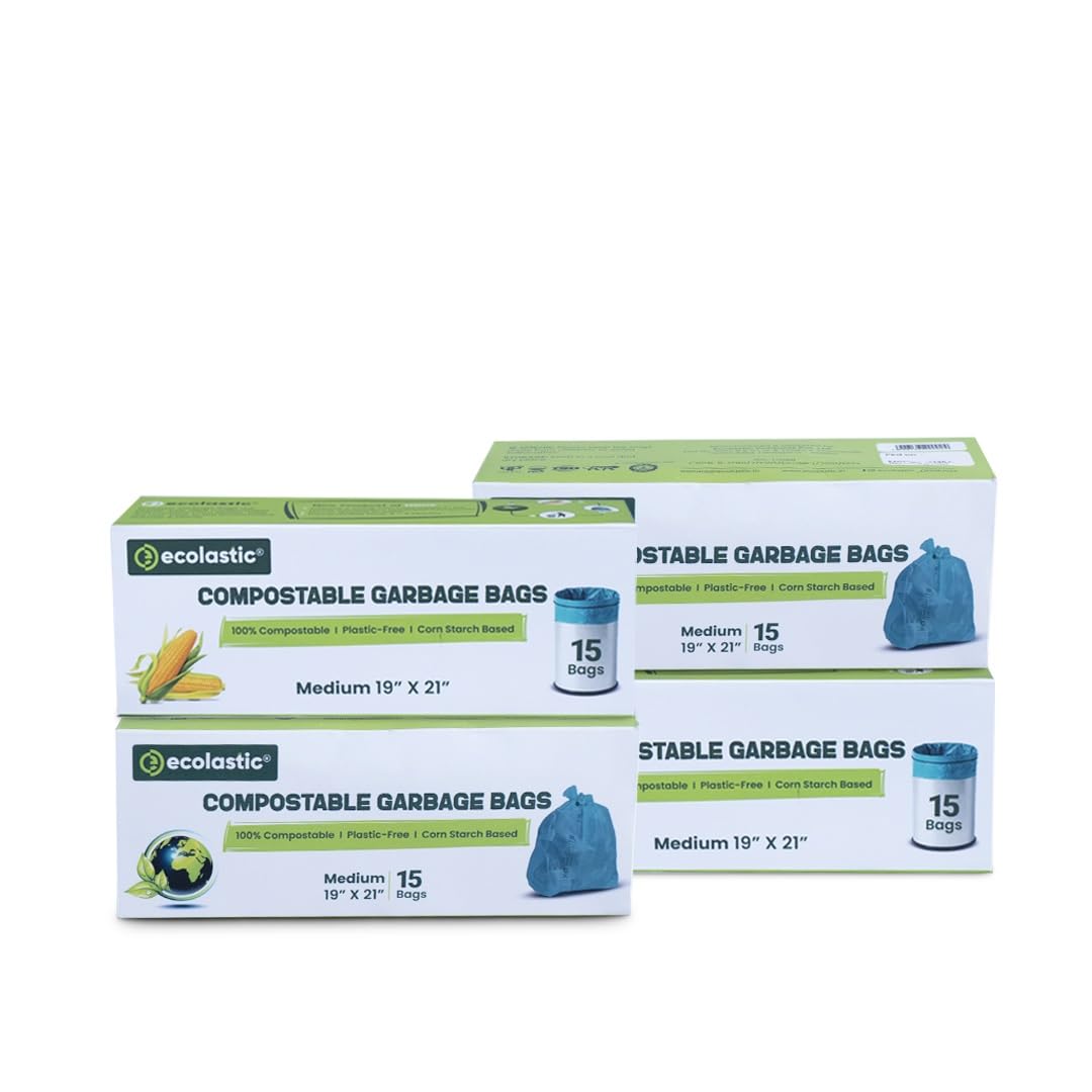 Ecolastic 100% Compostable & Eco-friendly Garbage Bags I MEDIUM (19 x ...