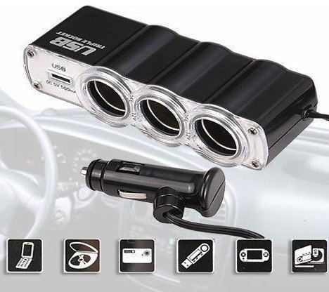 R R Trading In-Car Usb+Triple Socket Charger Adapter/Car Charger ...