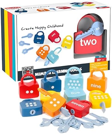 Misitti 20PCS Kids Learning Locks with Keys Numbers Matching & Counting ...