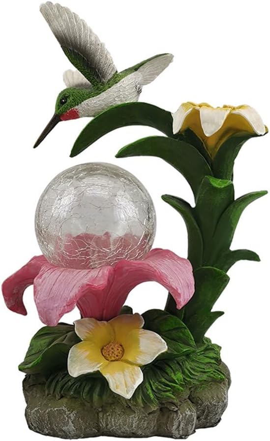 Amazon.com : Eletina Resin Hummingbird Solar Light with Flower Garden ...