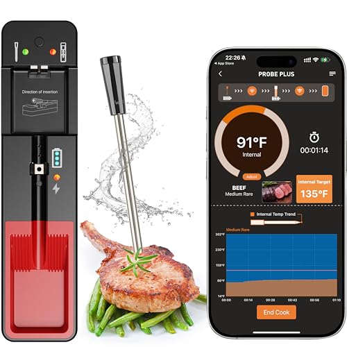 Smart Bluetooth Cooking Thermometer, Long-Range Wireless Meat ...