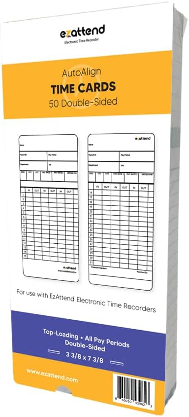 Amazon.com: ezattend Universal Time Cards - 50 Punch Cards for Auto ...