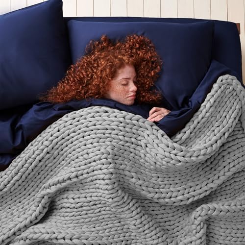 Amazon.com: Bearaby Cotton Hand-Knit Weighted Blankets for Adults ...