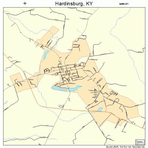 Large Street & Road Map of Hardinsburg, Kentucky KY - Printed poster ...