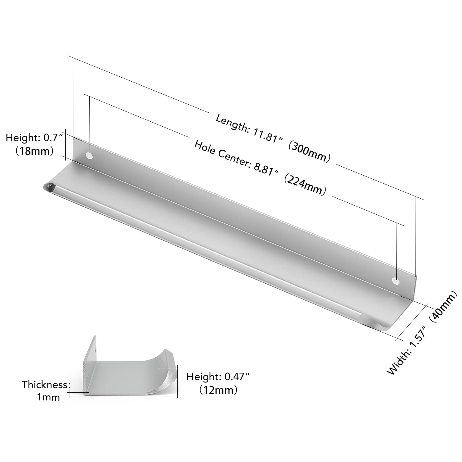 Ravinte 10 Pack Cabinet Handles Finger Edge Pulls 300mm/11.8 inch ...