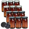 Amazon.com: Jumterlee 12 Pack 32 oz Amber Mason Jars, Wide Mouth Mason ...