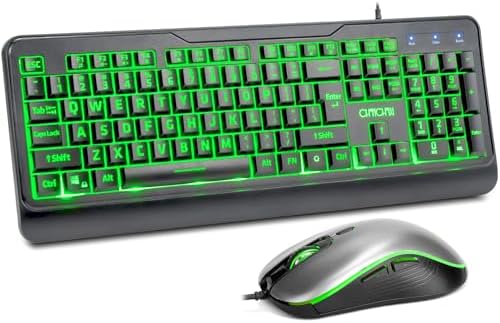 Amazon.com: Large Print Wireless Keyboard and Mouse - 7 Colors Backlit ...