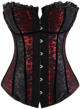 Amazon.com: Corset Bustier Women Basques Top Floral Lace Satin Plus ...