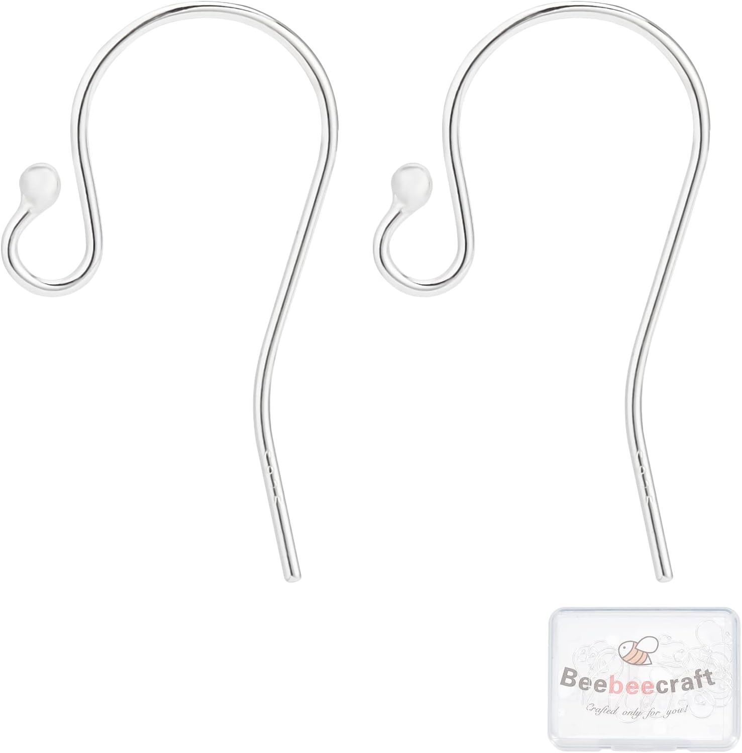 Beebeecraft 1 Box 20Pcs Pure Titanium Earring Fish Hooks Silver Earring ...