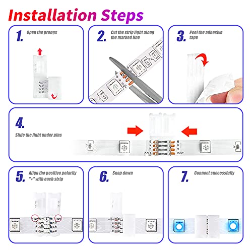 Snapklik.com : LED Light Strip Connectors, 10 Packs 4-Pin 10mm Unwired ...