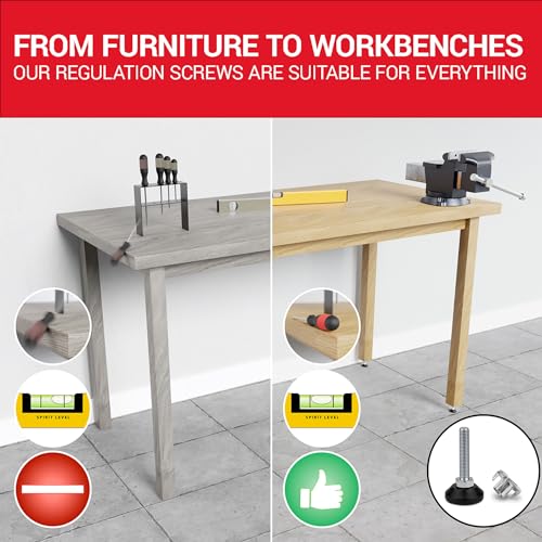 LouMaxx Adjusting Screw M10 x 40 mm – Adjustable Feet Including Drive ...