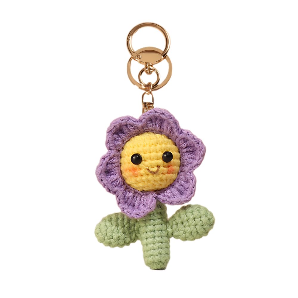 MZHRUIKAN Sun Flower Cartoon Keychain Crochet Plush Keychain Backpack ...